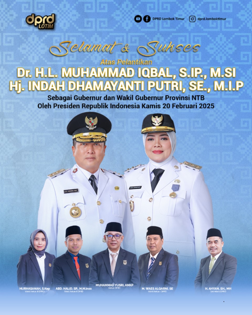 Pelantikan Gubernur dan Wakil Gubernur NTB Periode 2025-2030